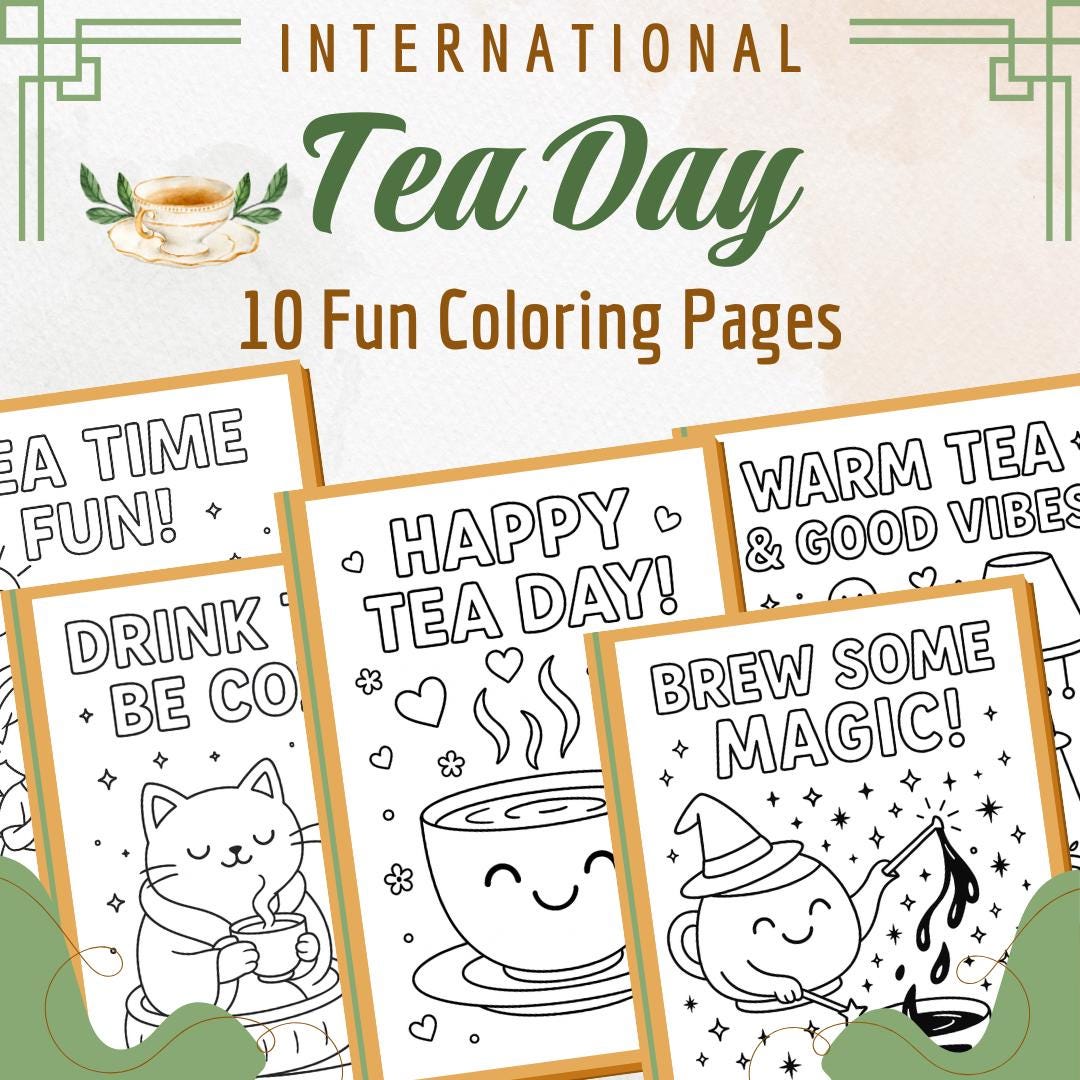 Tea Day Coloring Sheets – Cozy Tea Printables for Kids - Etsy
