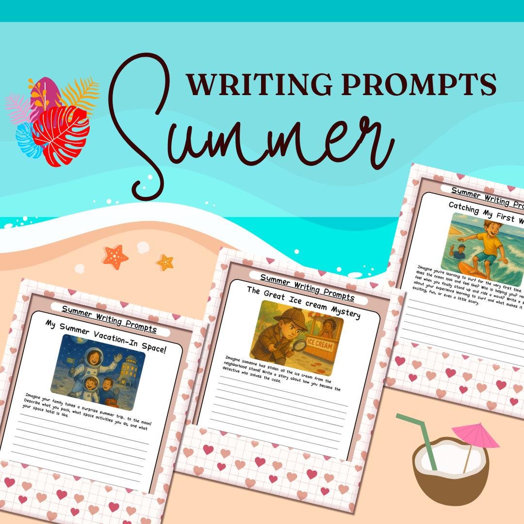 Summer Writing Prompts for Kids | Printable Creative Writing Worksheets ...