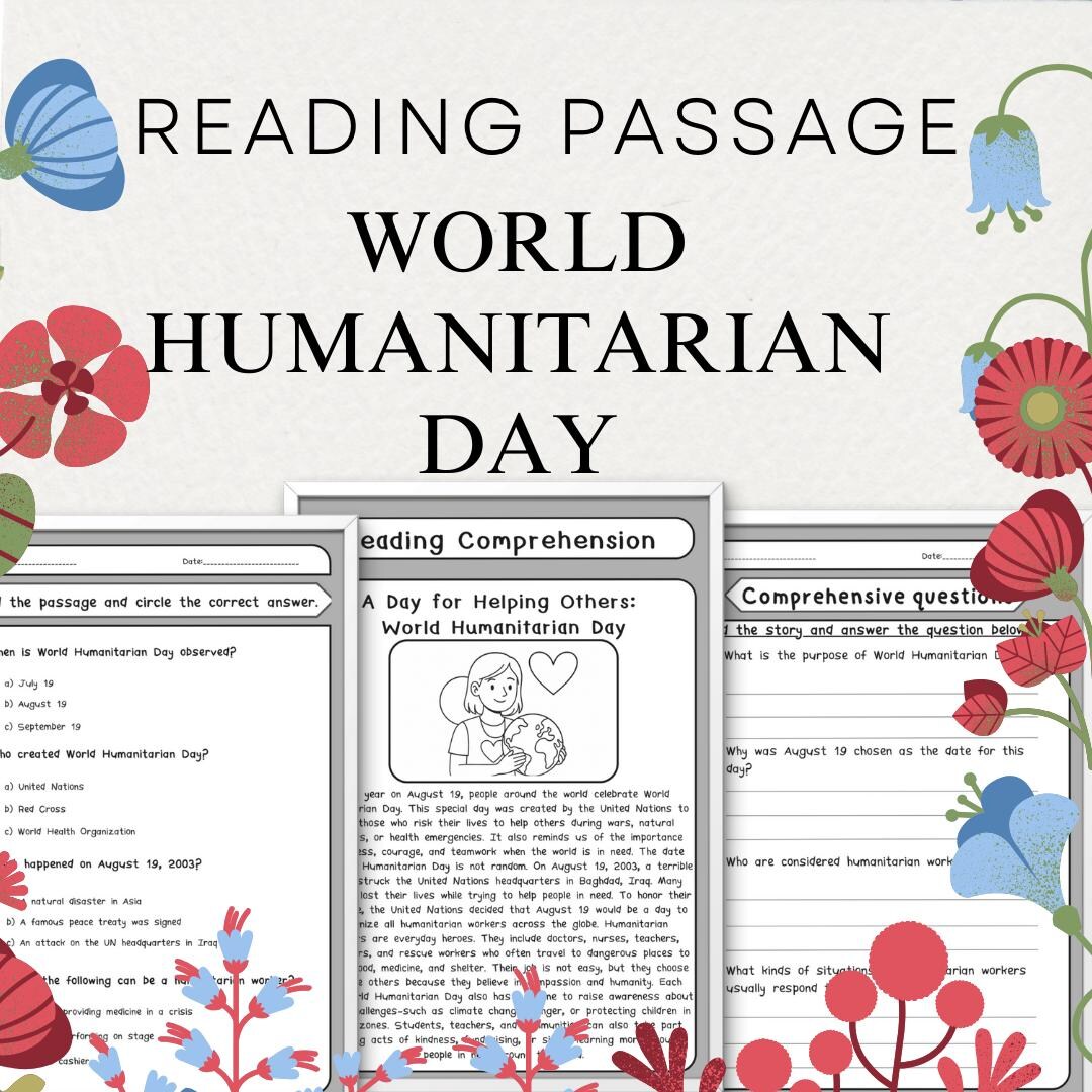 World Humanitarian Day Reading Comprehension | Bilingual English ...