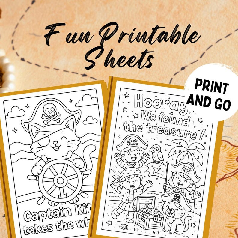 Pirate Treasure Hunt Coloring Pages for Kids – 10 Fun Printable Pirate ...