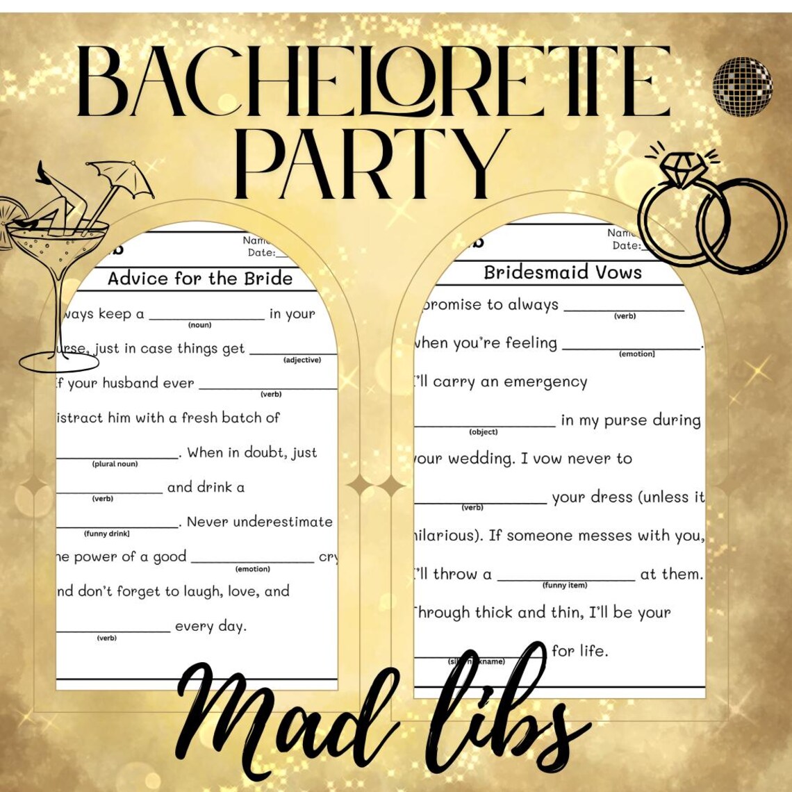 Funny Bachelorette Mad Libs Bundle | Instant Download | Bridal Shower ...