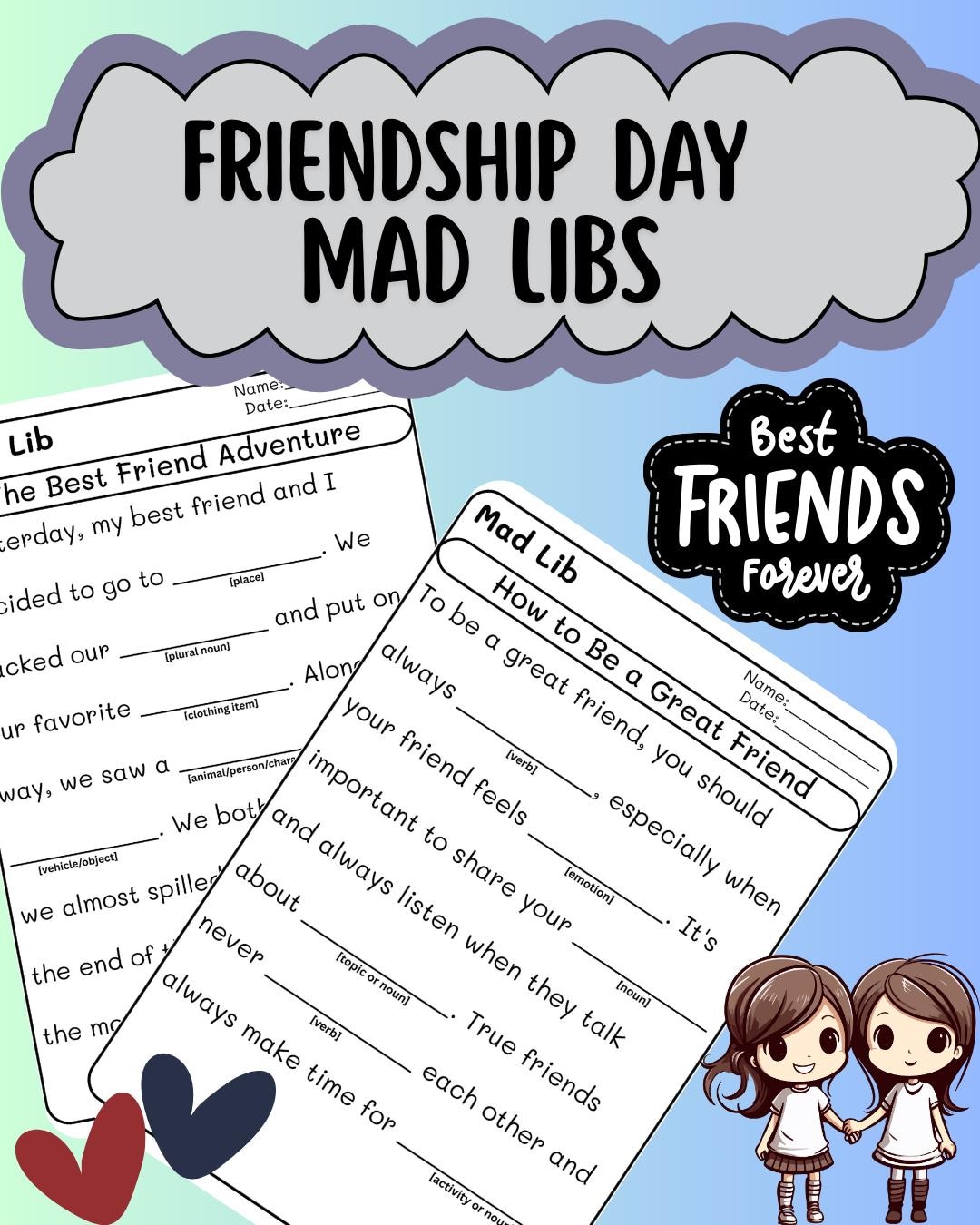 Happy Friendship Day Mad Libs | Friends Fun | Printables | Digital ...