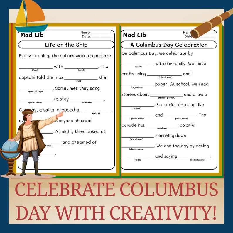 Columbus Day Mad Libs | Creative Writing & Literacy Worksheets ...