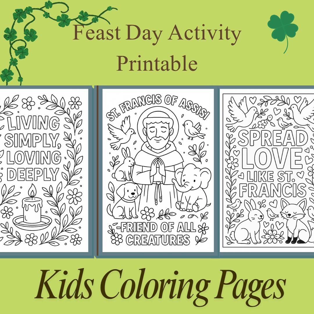 St. Francis Feast Day Coloring Pages: Kids Catholic Activity (PDF ...