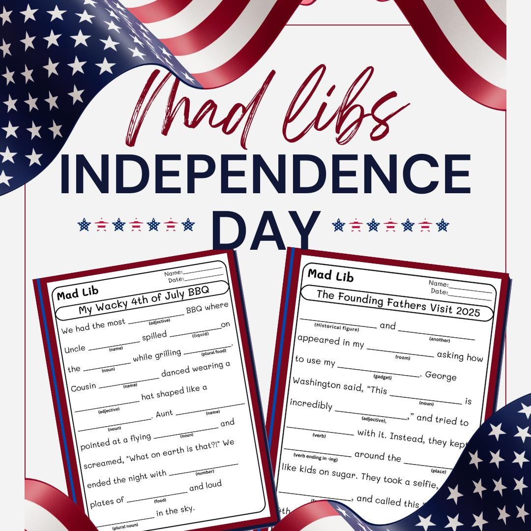 4th of July Mad Libs: Independence Day Kids' Activities (PDF Download ...