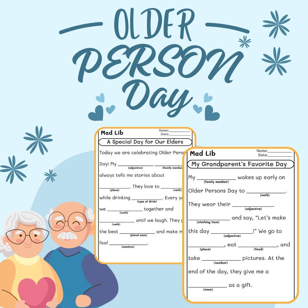 Grandparents & Older Persons Day Mad Libs | Fill-in-the-blank Stories ...