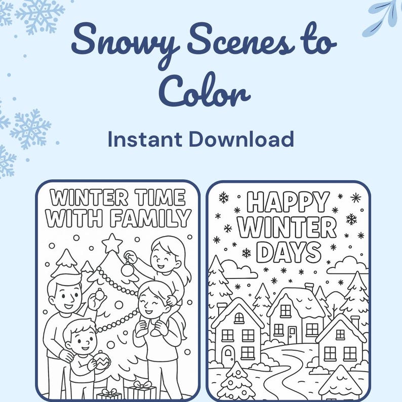 Winter Break Coloring Pages for Kids | Cozy Winter Fun Printable - Etsy ...