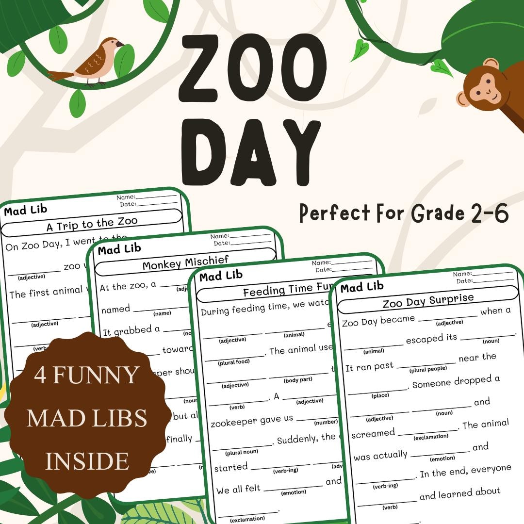 Zoo Day Mad Libs | Funny Fill-in-the-blanks Writing Activity | Grades 2 ...
