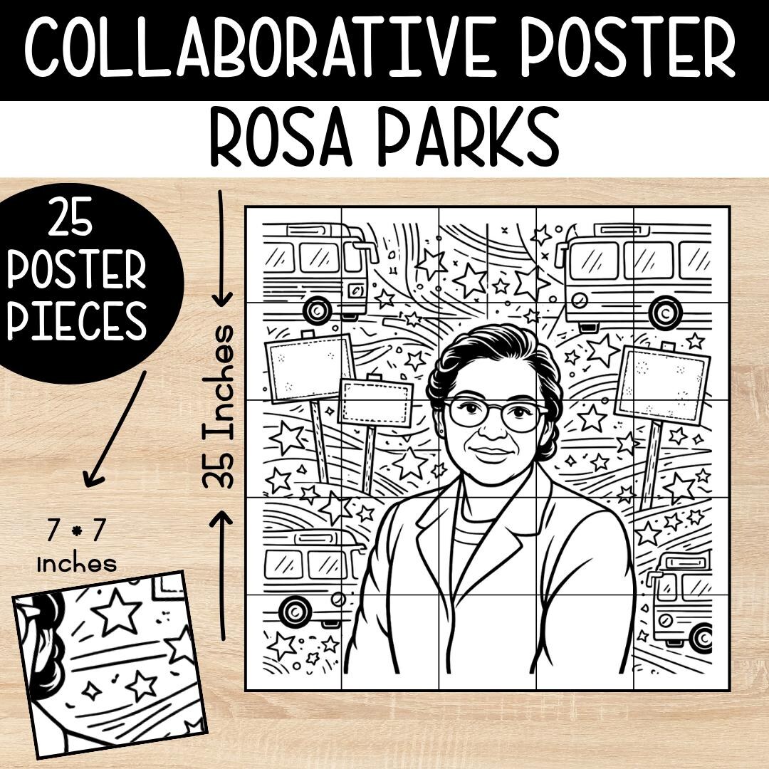 Rosa Parks Collaborative Poster Coloring Activity | Black History Month ...