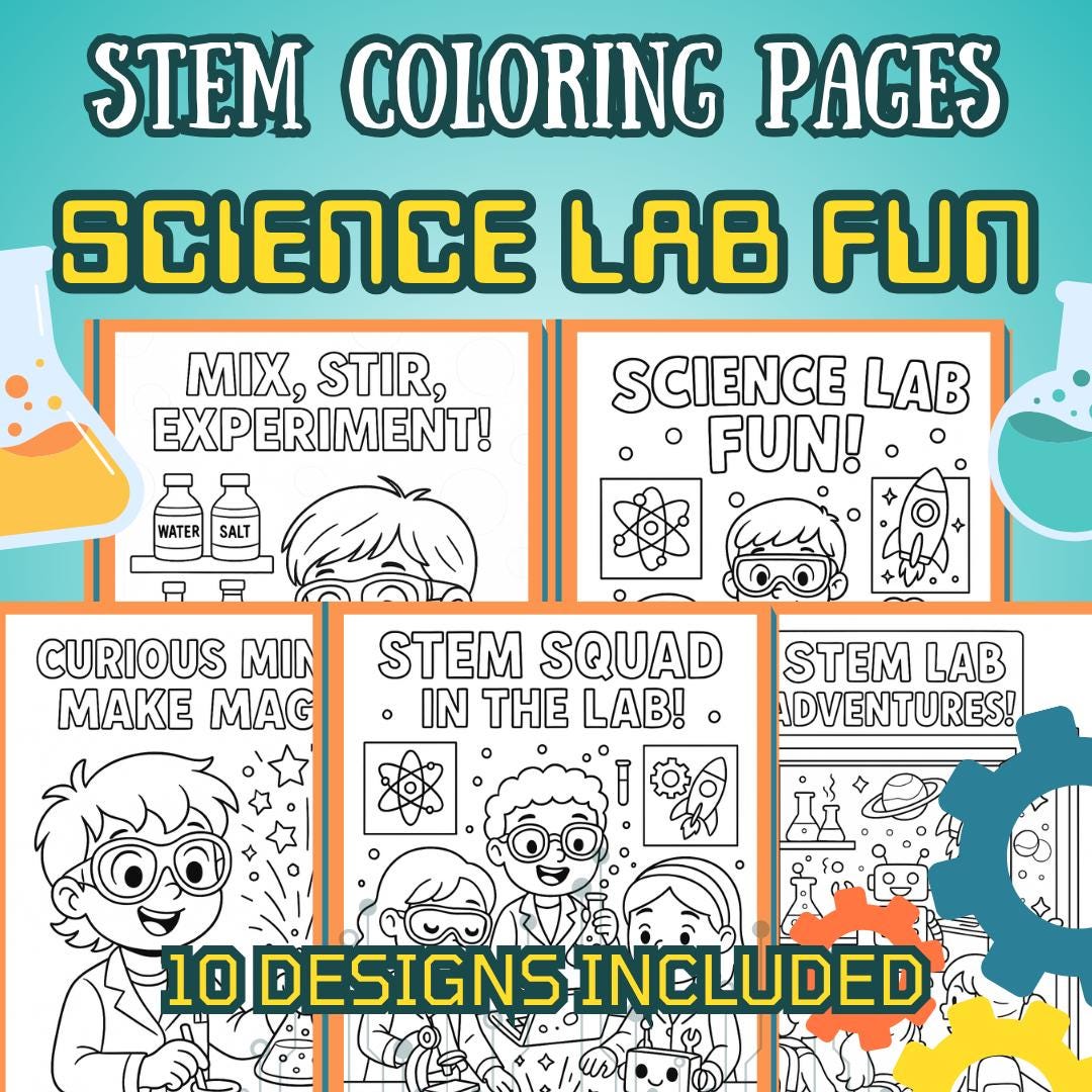 STEM Science Lab Coloring Pages | A4 Printable School & Home Activity ...