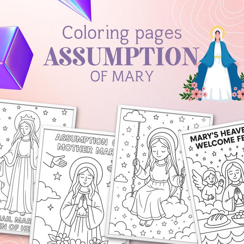 Assumption of Mary Coloring Pages: Catholic Bible Activity (PDF ...