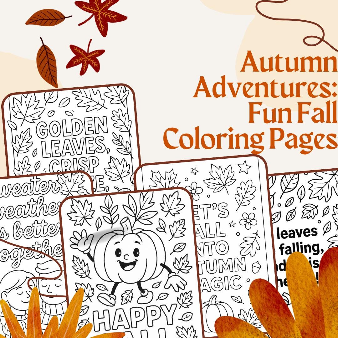 Fall Coloring Pages for Kids: Autumn Activity Sheets (PDF Download A4 ...