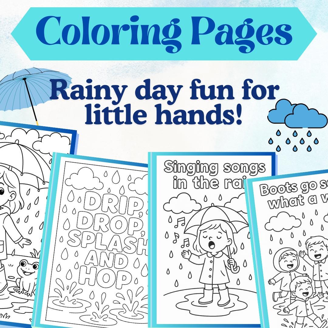 Editable Rainy Day Coloring Pages for Kids – Fun Printable Activities ...