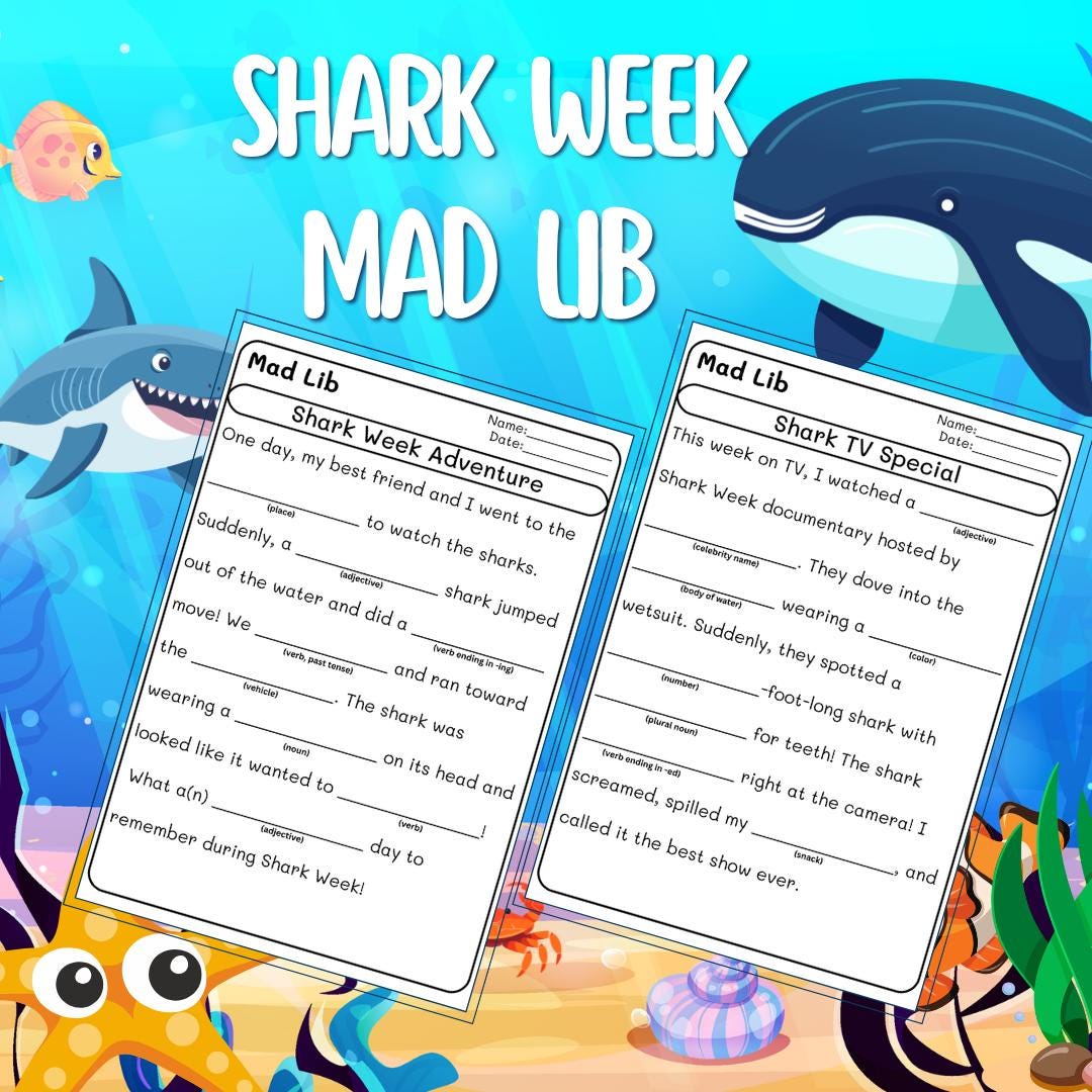 Shark Week Mad Libs for Kids | Printable Summer Activity | Ocean Theme ...