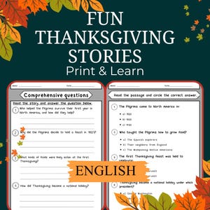 Thanksgiving Reading Comprehension Worksheets Bilingual English Spanish ...