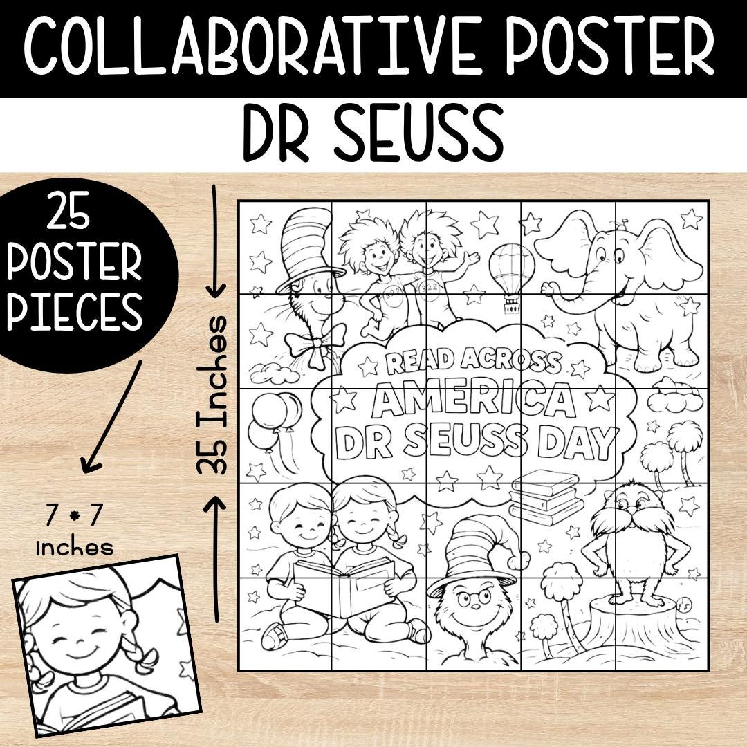 Dr Seuss Collaborative Coloring Poster | Read Across America Bulletin ...
