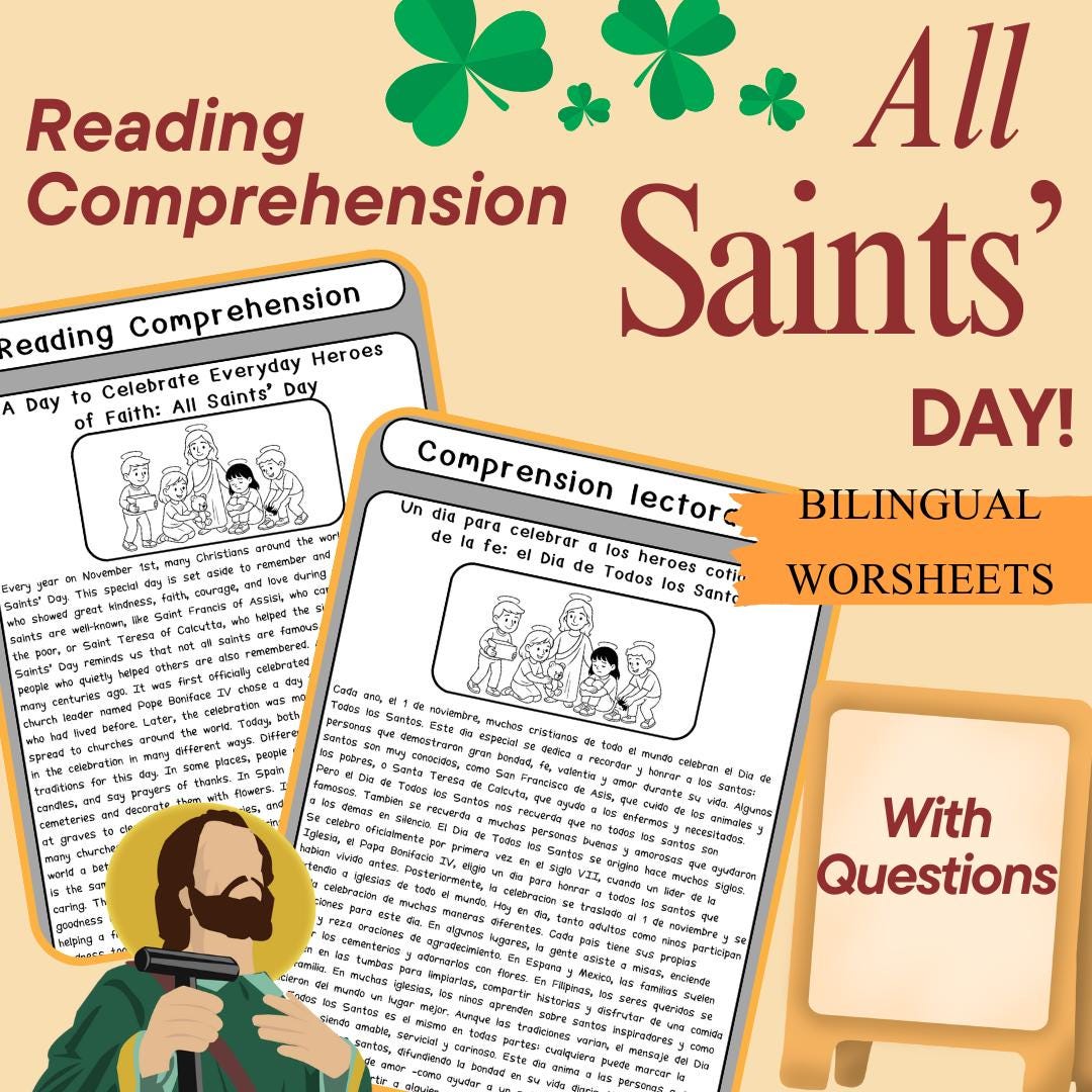 All Saints’ Day Bilingual Reading Comprehension Worksheets (english ...