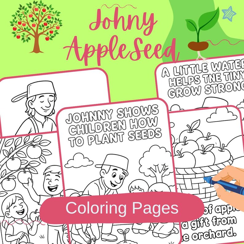Johnny Appleseed Coloring Pages | Apple Tree Activities for Kids ...