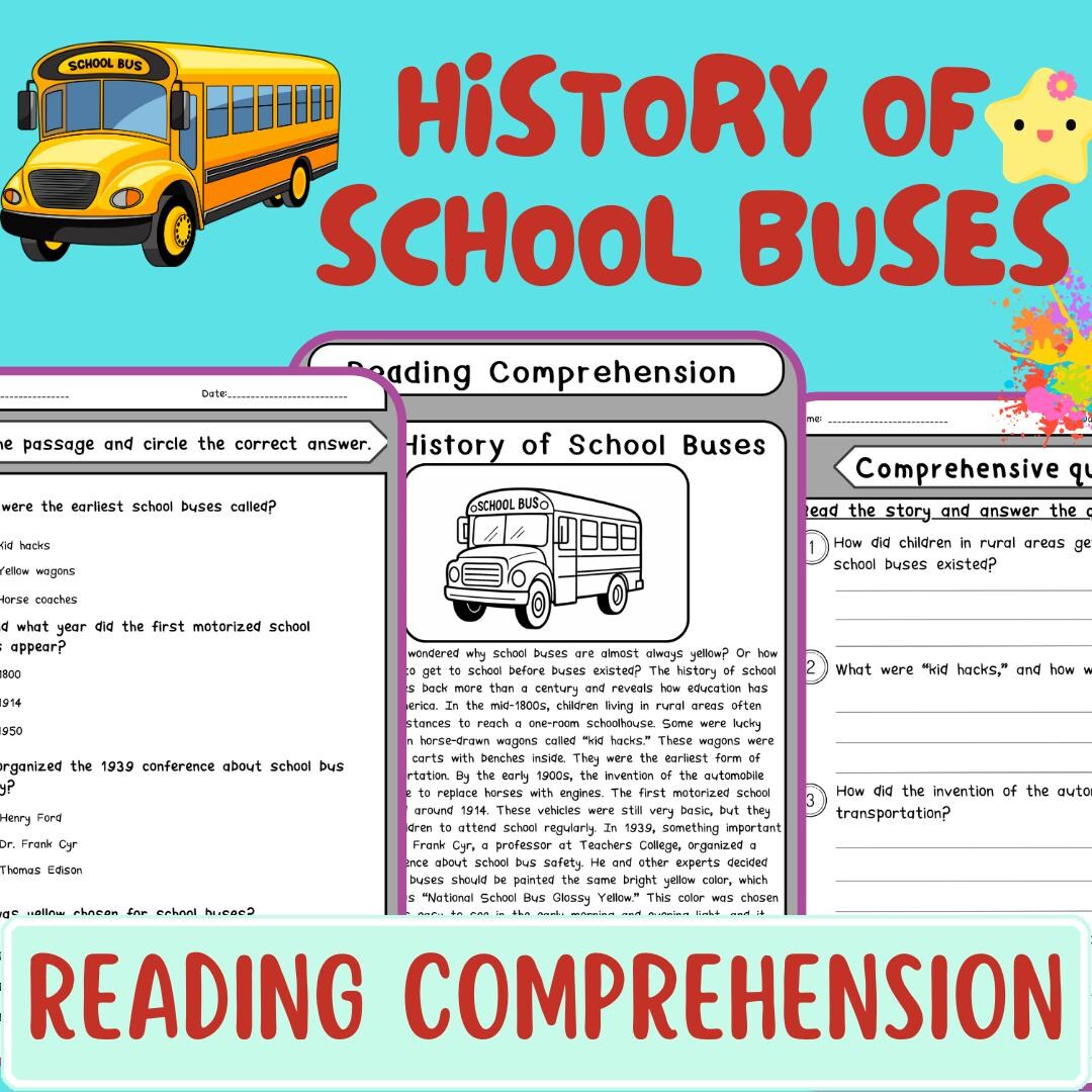 History of School Buses Reading Comprehension Worksheets | Bilingual ...