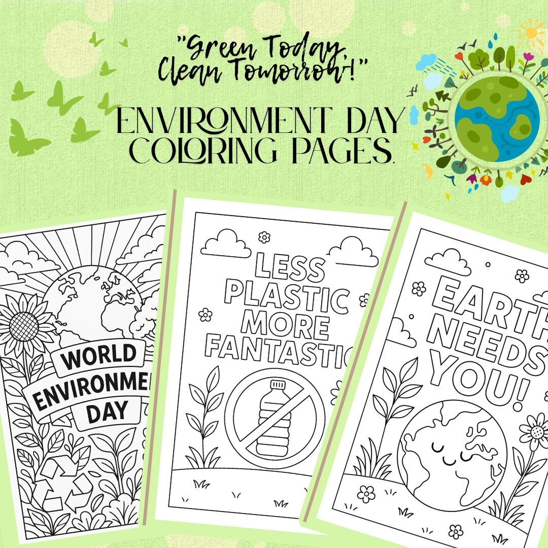 Environment Day Coloring Pages for Kids – Printable Earth Day Activity ...