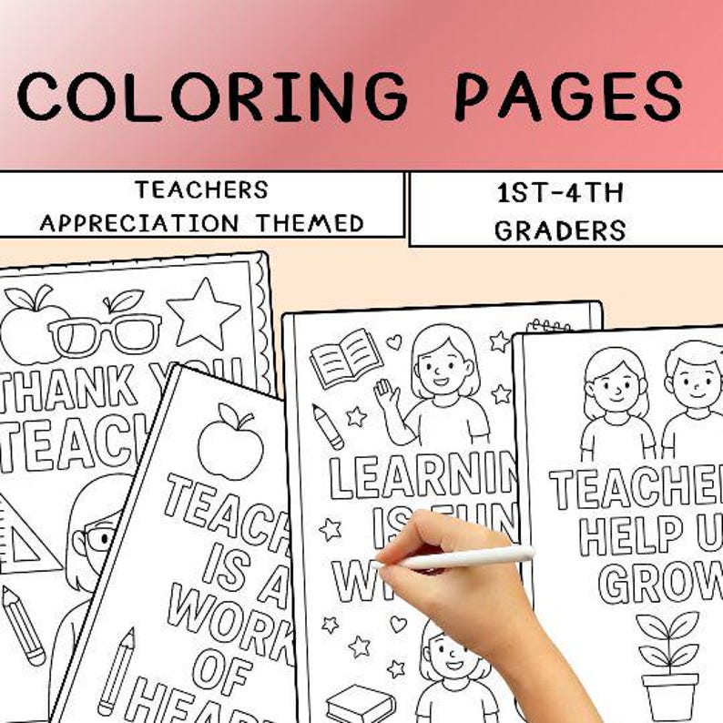 Teacher Appreciation | Coloring Pages for Kids | Printables - Etsy