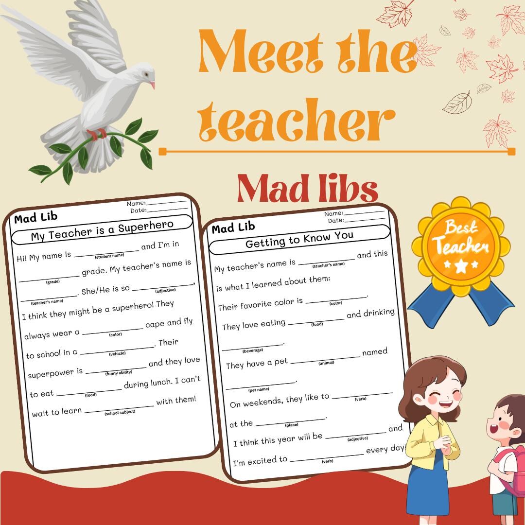 Editable Meet the Teacher Mad Libs – First Week of School Fun ...
