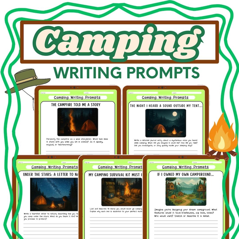 Camping Writing Prompts for Kids: Summer Journal Pages (PDF Download ...