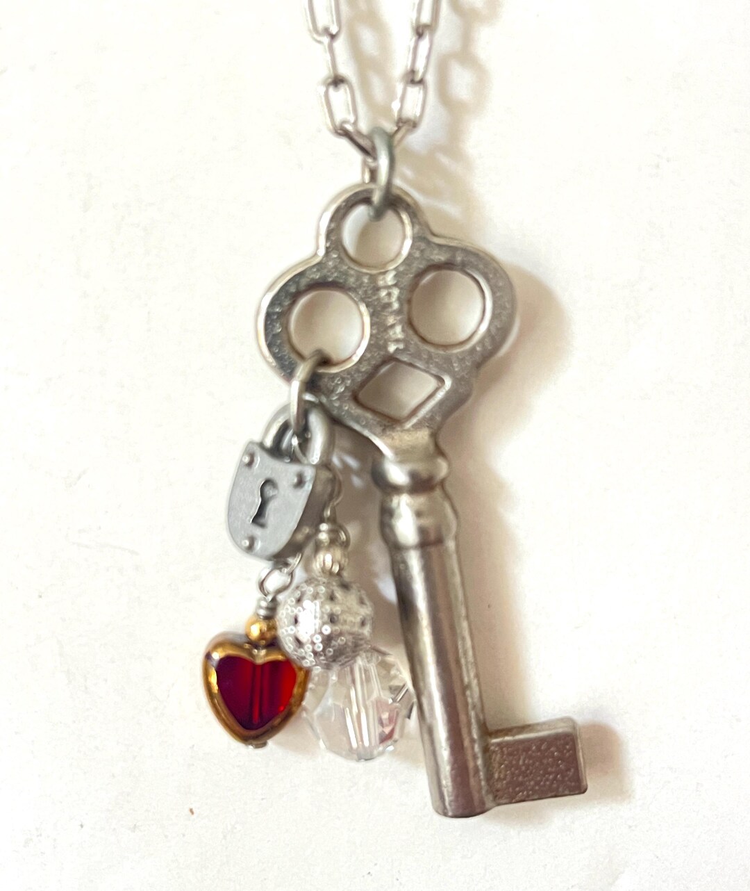 Antique KEY 24" Necklace Real Vintage Valentine Gift Steampunk Gothic ...