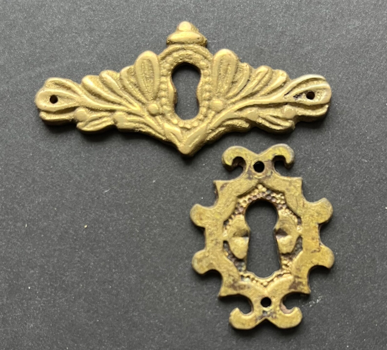 Pair Keyhole Vintage Brass Antique Assemblage Steampunk Door Key Plate ...