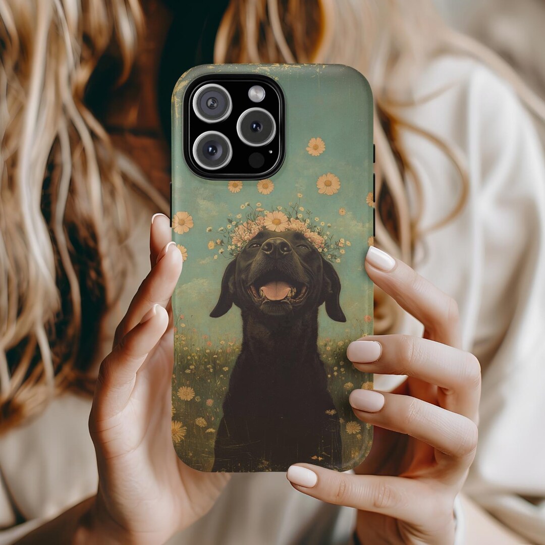 Whimsical Black Lab Boho Dog Phone Case, Dog Lover Gift, iPhone Case ...