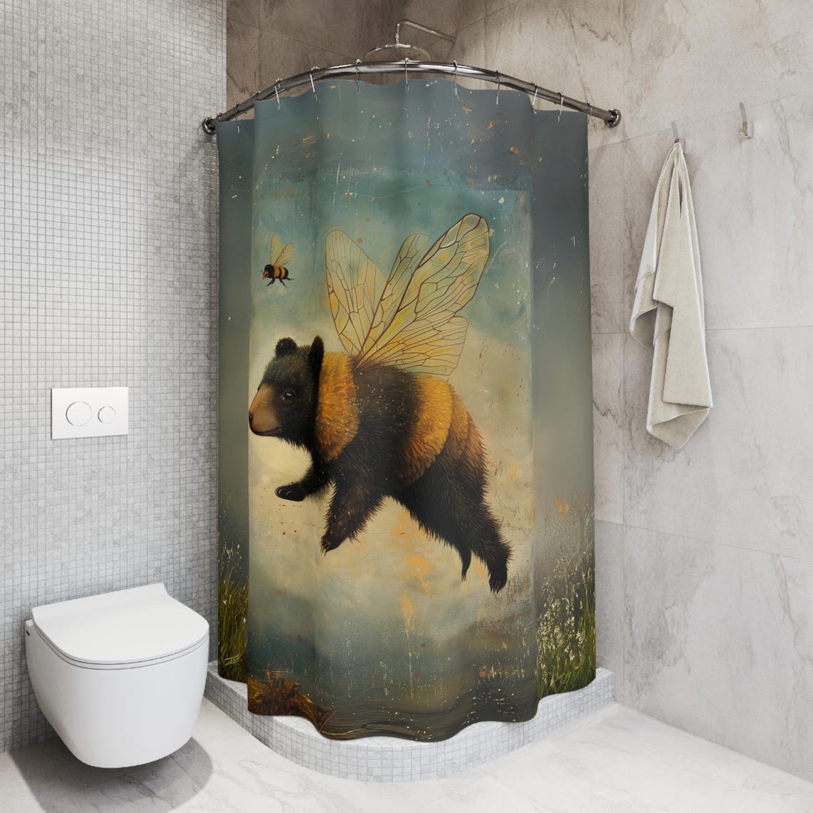 Whimsical Bumblebear Shower Curtain 71x74 - Etsy