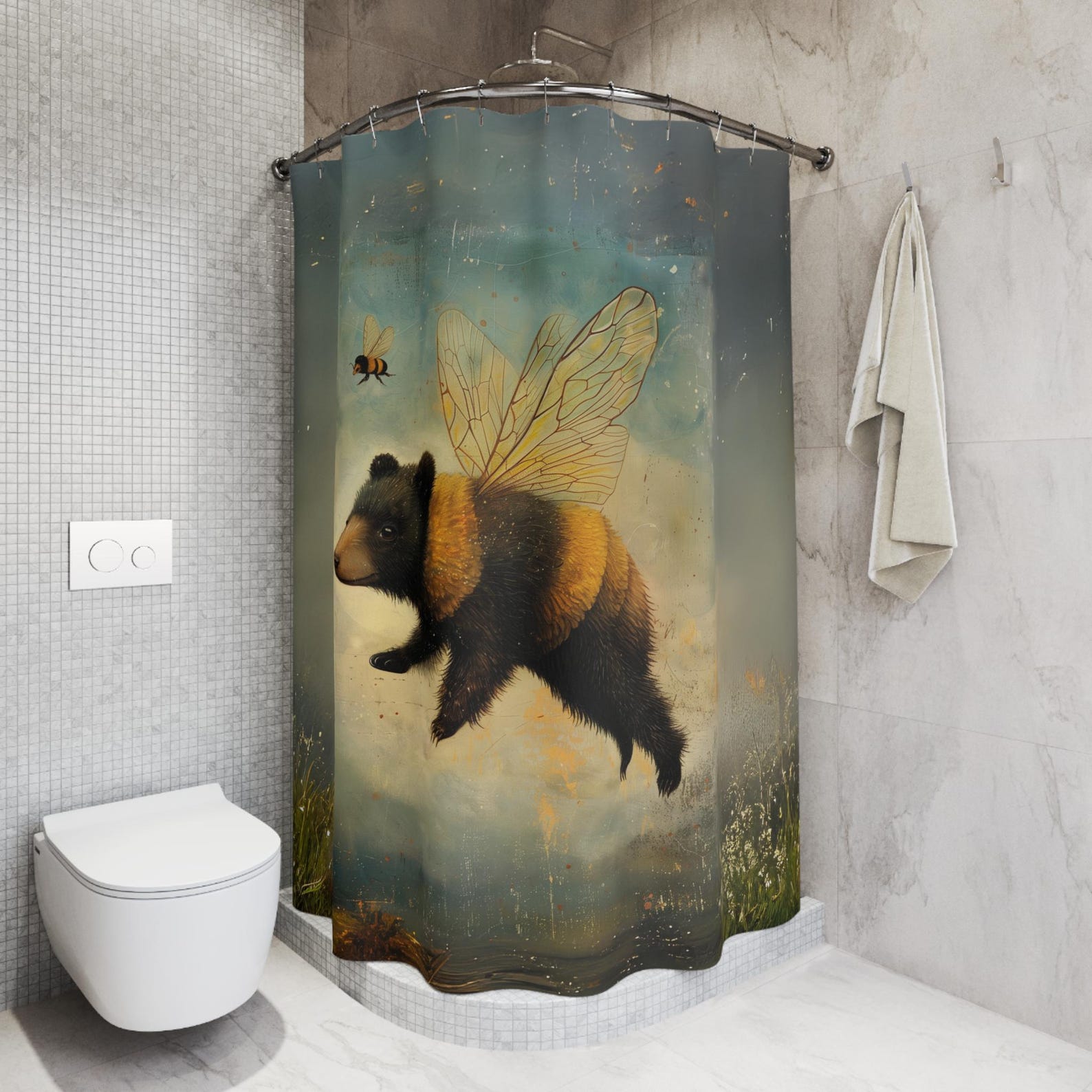 Whimsical Bumblebear Shower Curtain 71x74 - Etsy