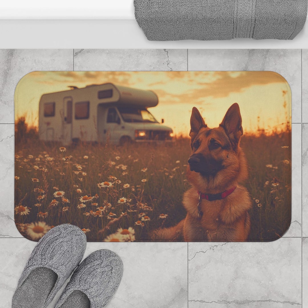 German Shepherd Dog Bath Mat – Cozy Camper Bathroom Decor - Etsy