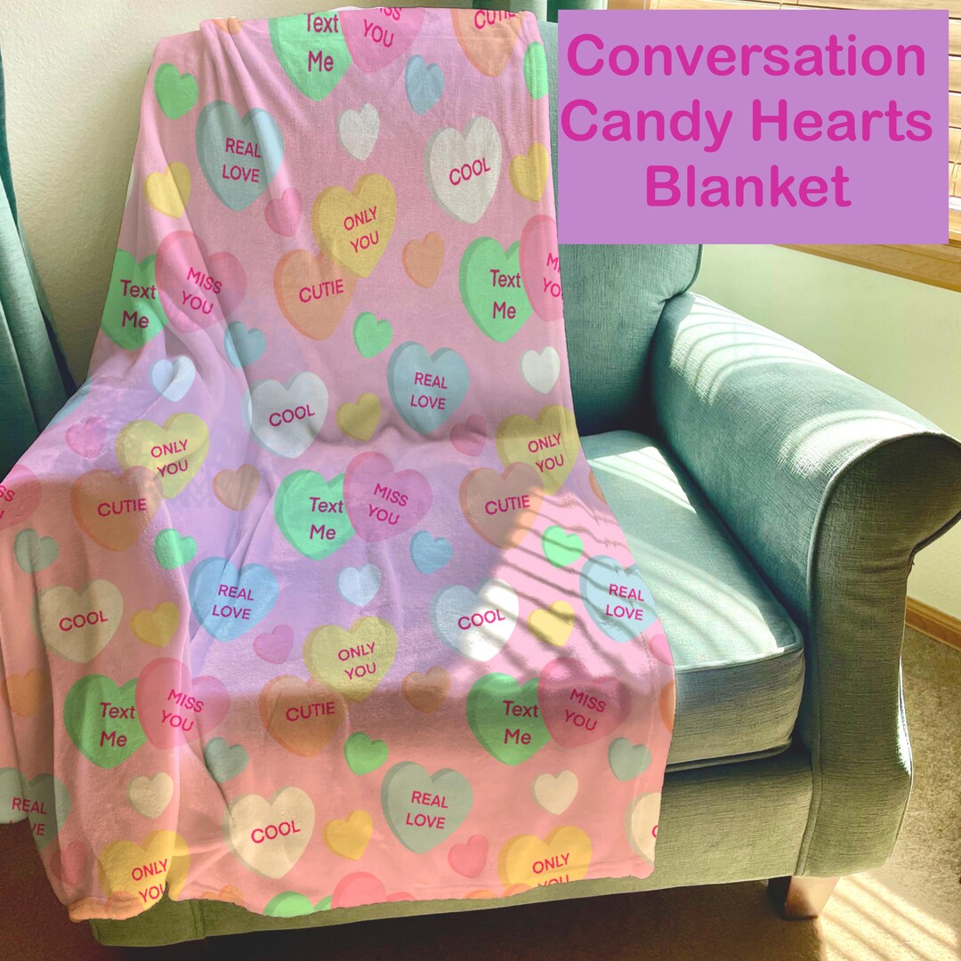 Conversation Candy Heart Pattern Velveteen Plush Blanket | Valentine's ...
