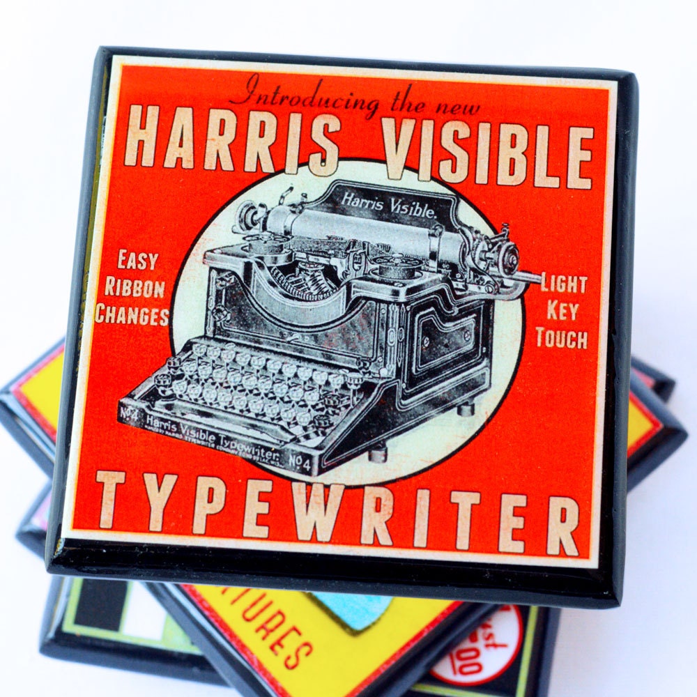 Typewriter Drink Coaster Set Wood Coasters Gifts for - Etsy