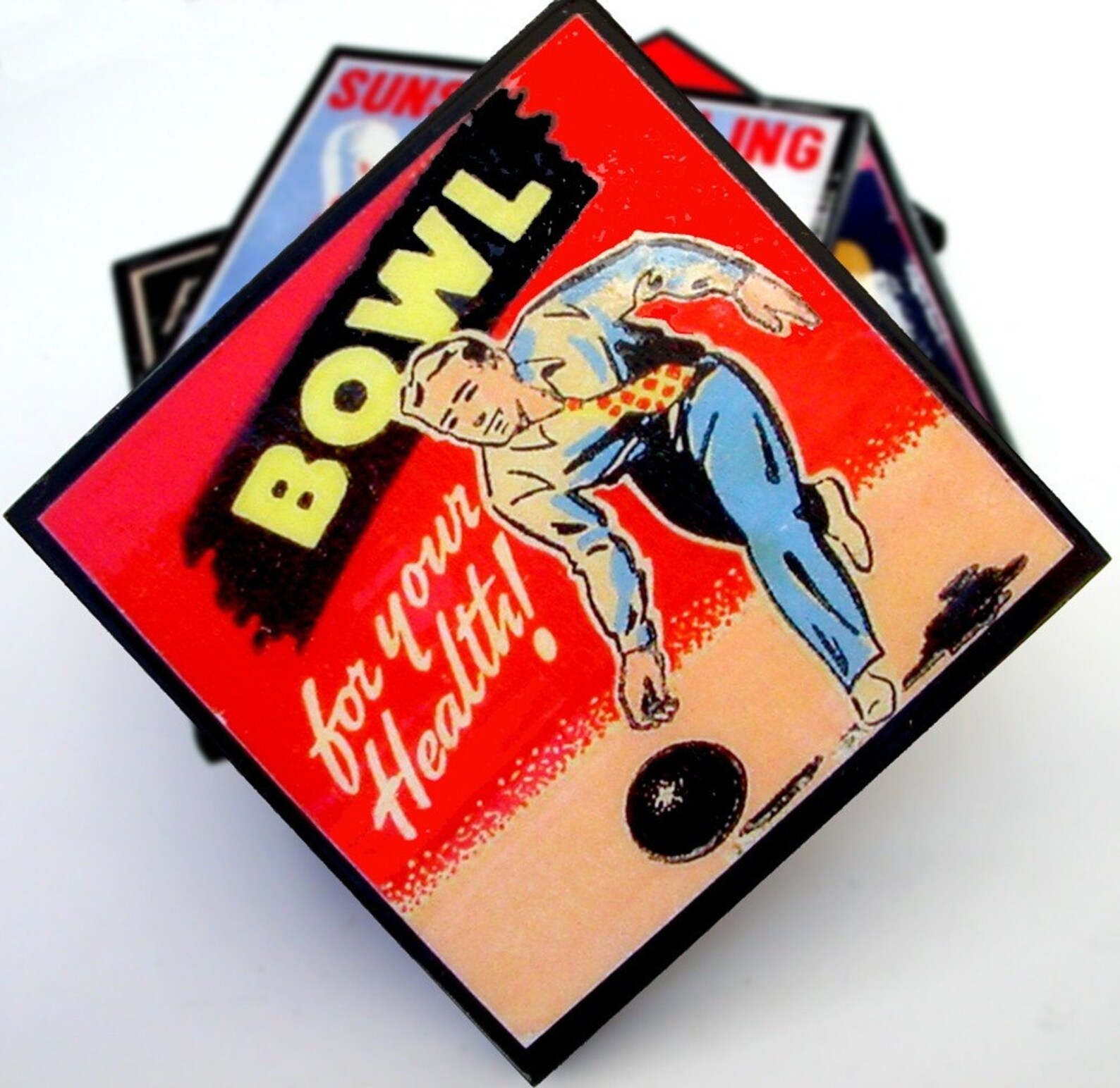 Bowling Drink Coaster Set of Four - Etsy