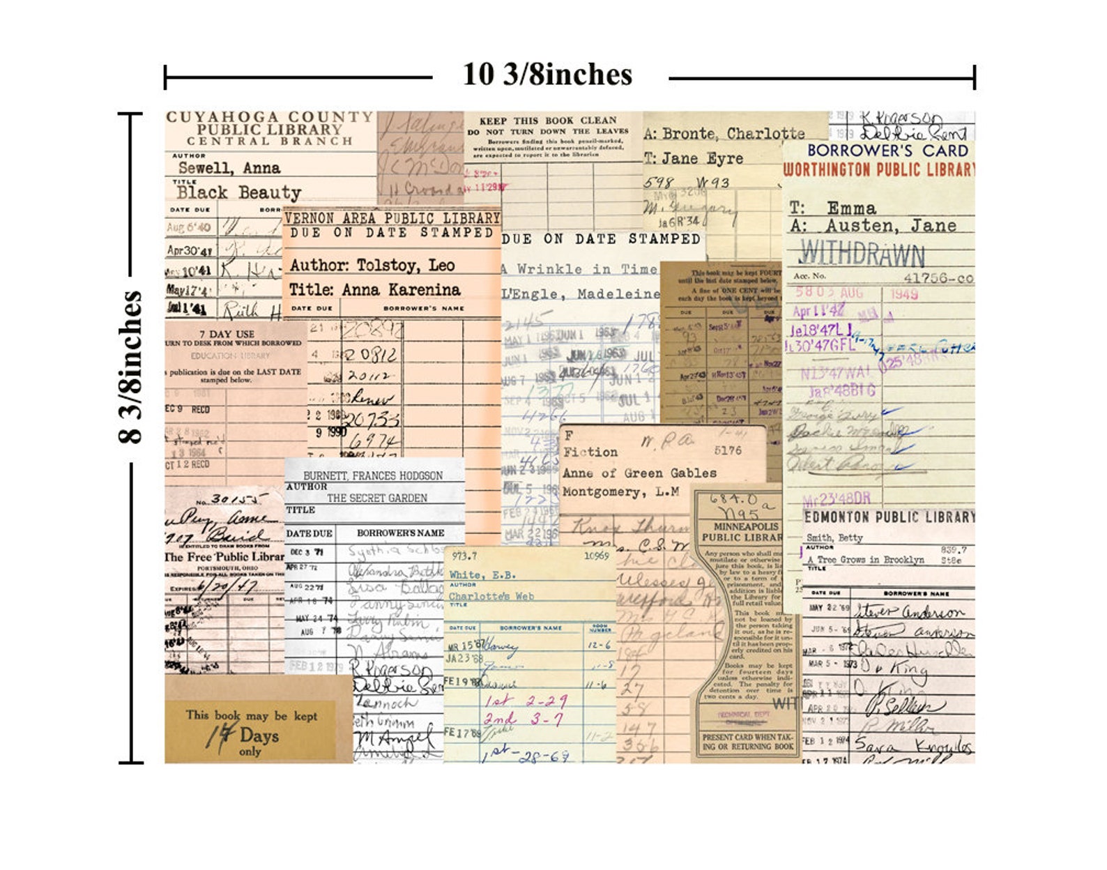 Vintage Library Card Collage Poster Print - Etsy