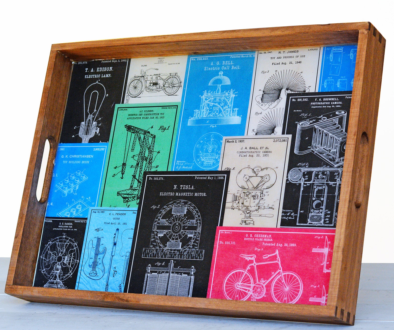 Patent Art Graphic Serving Tray Decorative Wood Tray | Etsy