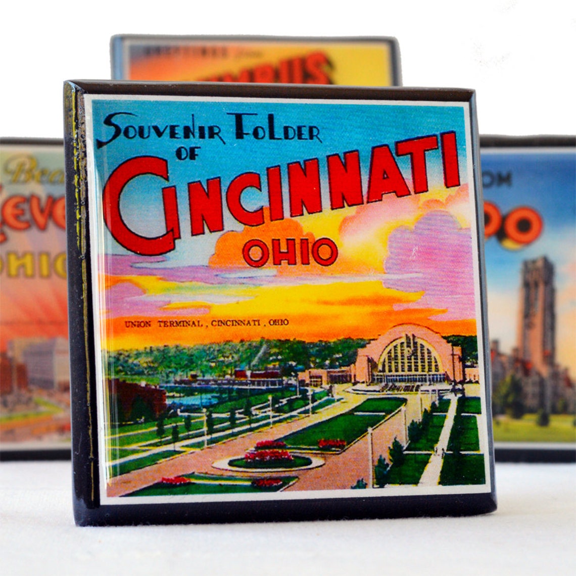 State of Ohio Drink Coaster Set Cleveland Columbus Toledo - Etsy