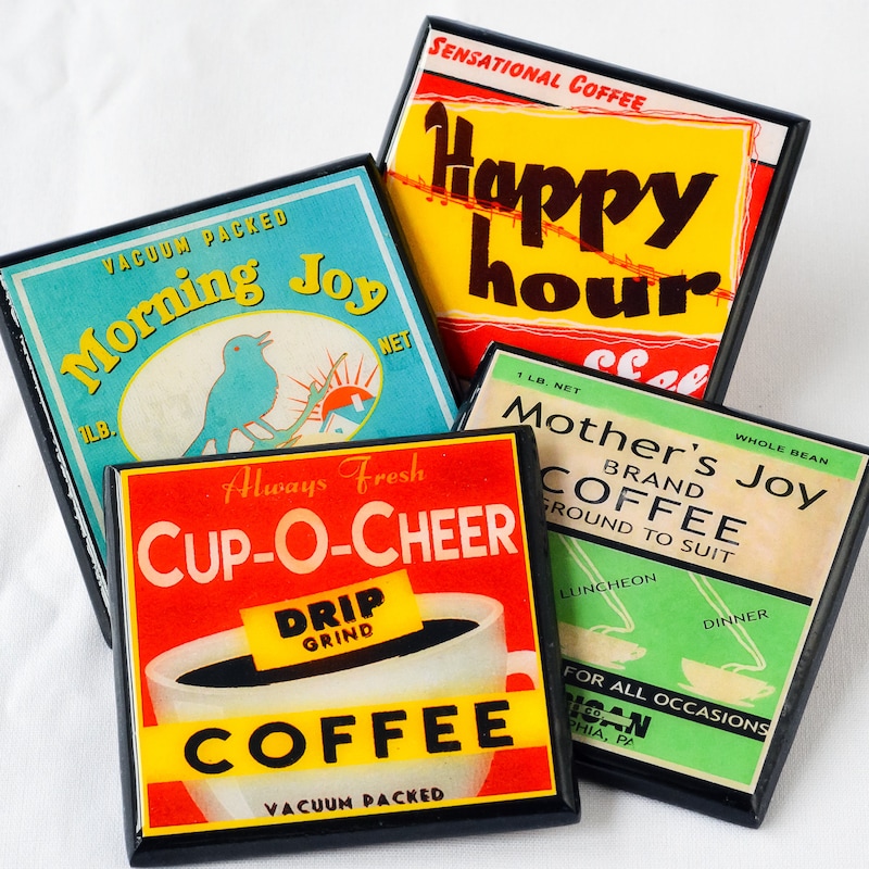 Retro Glass Coasters - Etsy