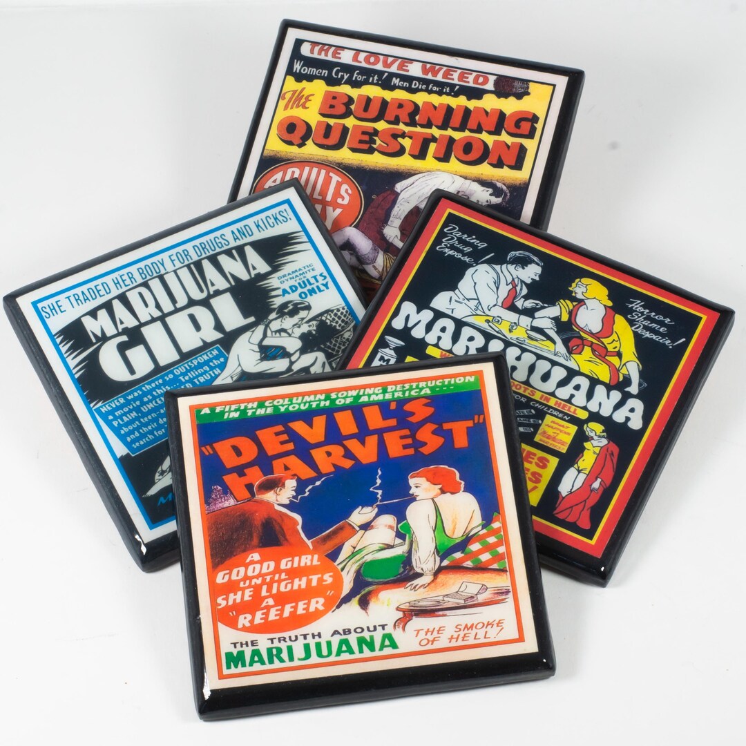 Vintage Reefer Madness Coaster Set: Funny Anti-drug Propaganda Art - Etsy