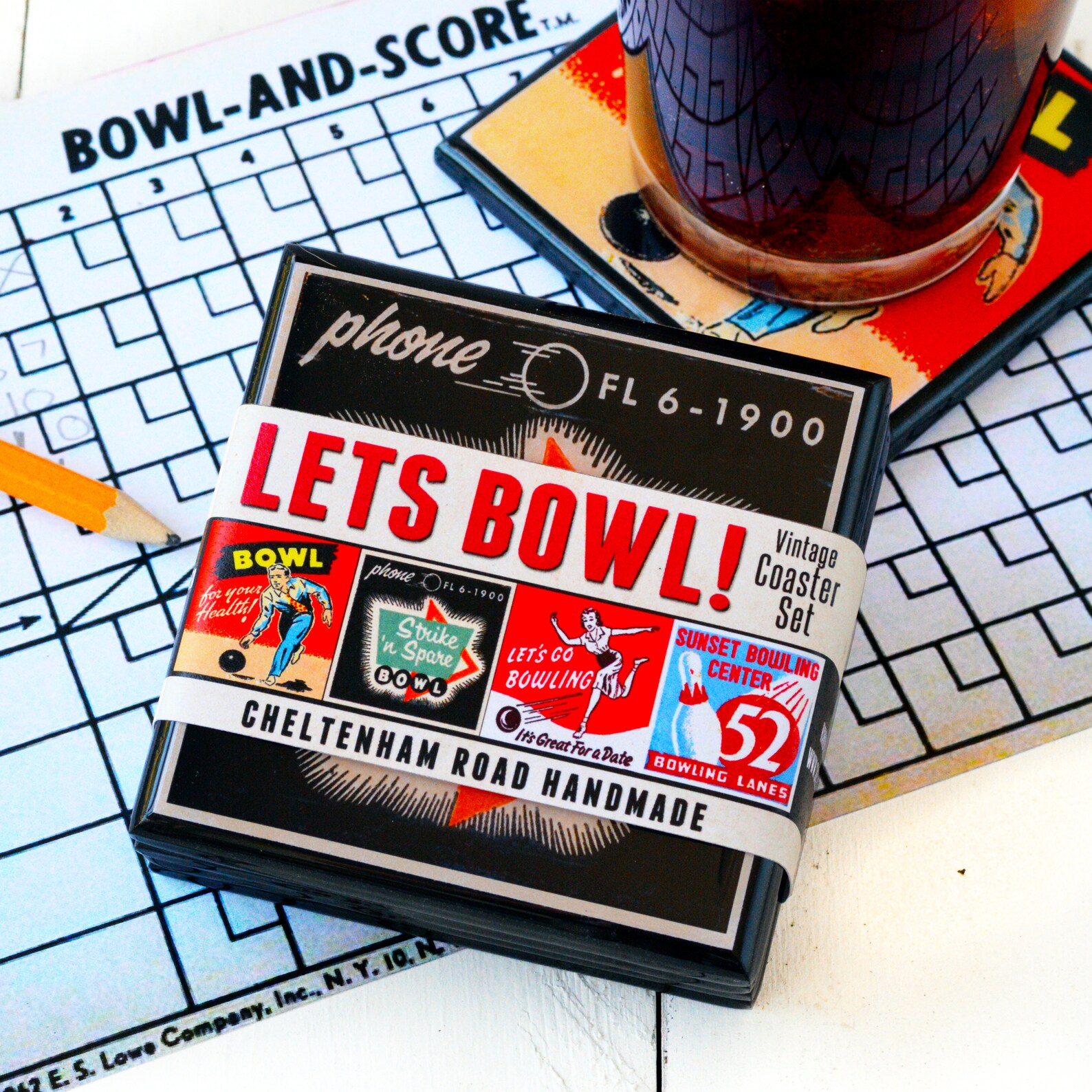 Bowling Drink Coaster Set of Four - Etsy