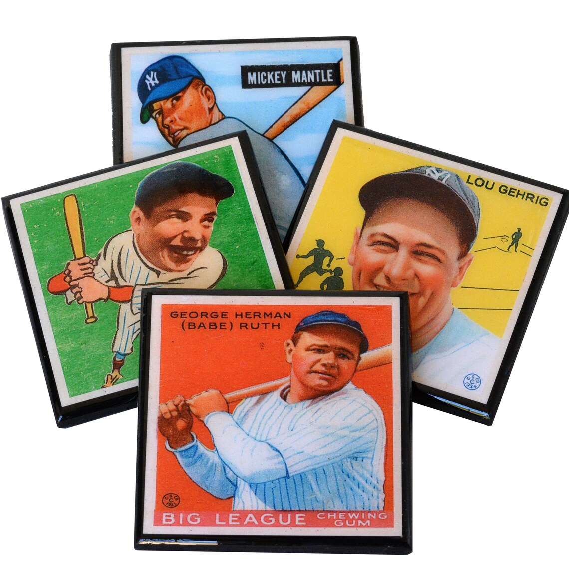 New York Yankees Baseball Card Drink Coaster Set - Etsy
