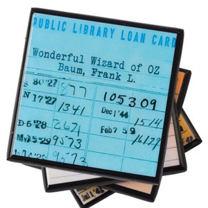 Book Lovers Coaster Set Library Due Date Card Wood Coasters Gifts for ...