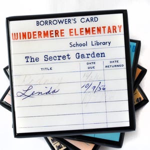 Book Lovers Coaster Set Library Due Date Card Wood Coasters Gifts for ...