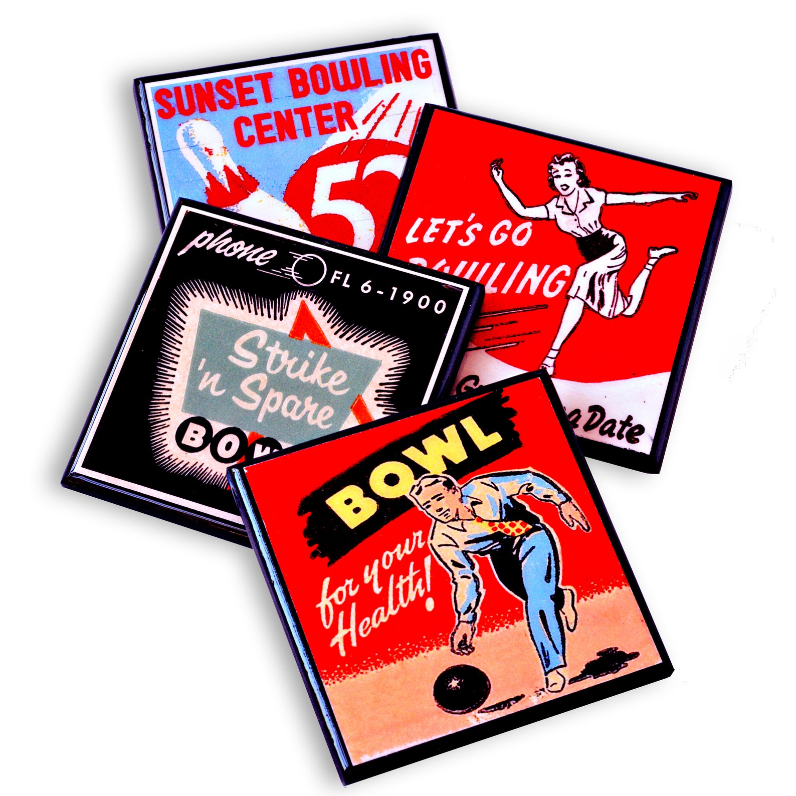 Bowling Drink Coaster Set of Four - Etsy