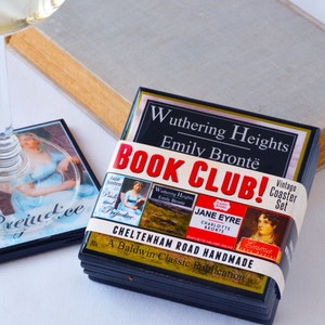 Classic Book Cover Coaster Set, Book Club Gifts for Readers, Literary ...