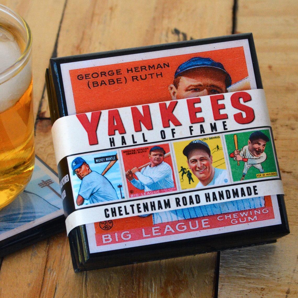 New York Yankees Baseball Card Drink Coaster Set - Etsy