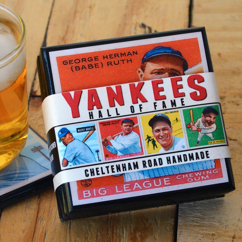 New York Yankees Baseball Card Drink Coaster Set - Etsy