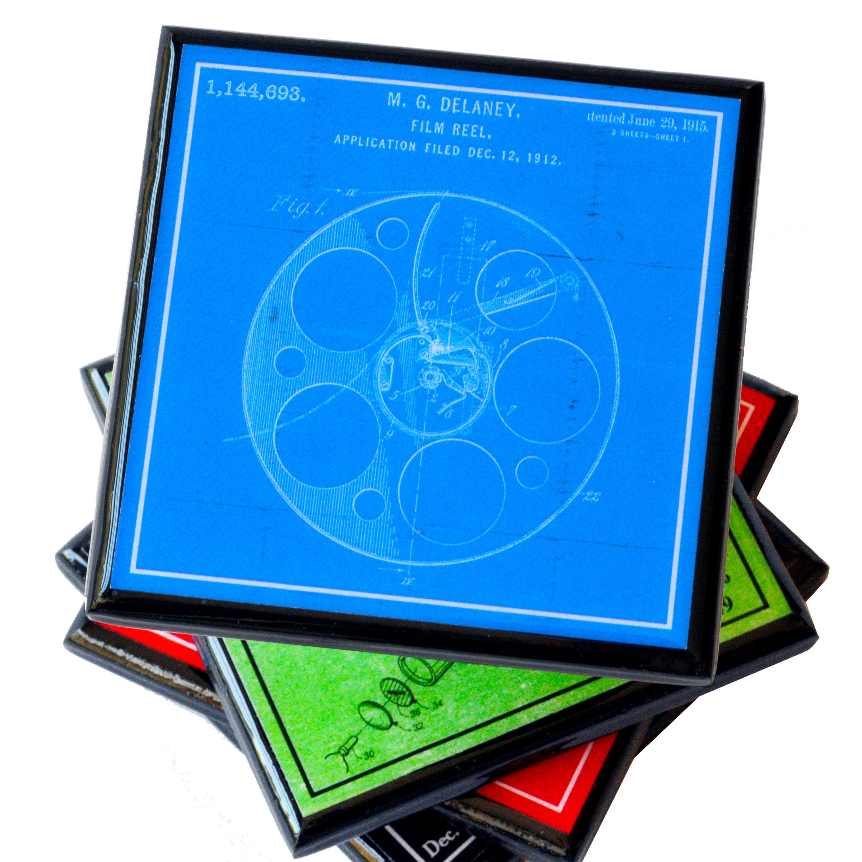 Movie Maker Coaster Set Film Maker Drink Coasters Patent Art | Etsy